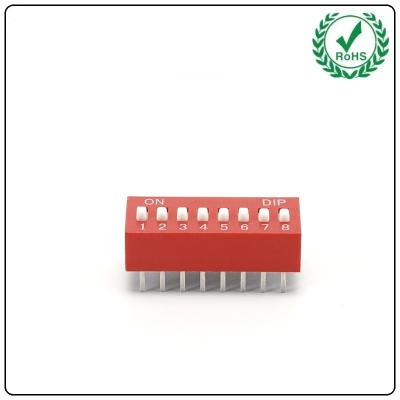 China Black 24VDC 8 Position Slide DIP Switch 25mA SPST Circuit for sale