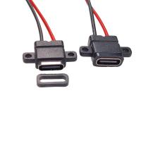 China Screw Hole Panel Mount USB Type C Female Connector USB-20C-F-06F10L for sale