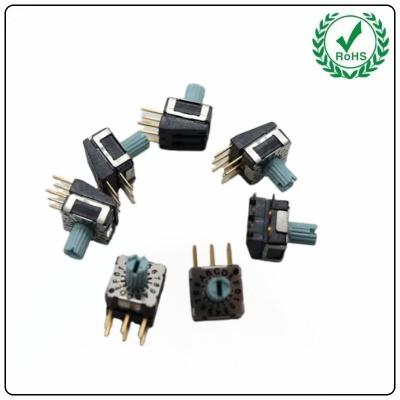 China IP67 2x3 Digital Code Rotary DIP Switch Right Angle Type Square 6 Position 6 Pines for sale
