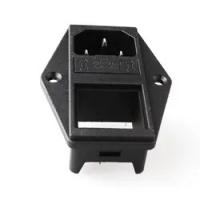 China LZ-14-F10 10A 250V 3 Pin IEC320 C14 AC Inlet Male Plug Power Socket With Fuse Switch for sale