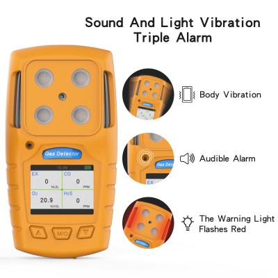 China Confined Space 4 in 1 Portable Multi Gas Detector Ex O2 CO H2S 0-100%LEL IP64 for sale