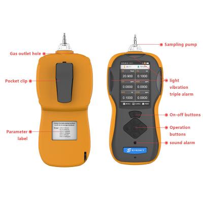 China Portable 6 in 1 Multi Gas Analyzer with Honeywell Sensor Data Logging IP66 for sale