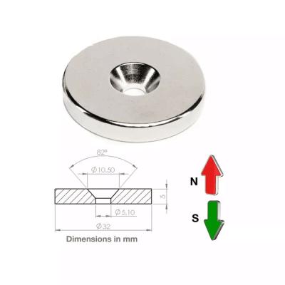 China Strong Countersunk Disc Magnets With Hole 350C High Temp Resistant for sale