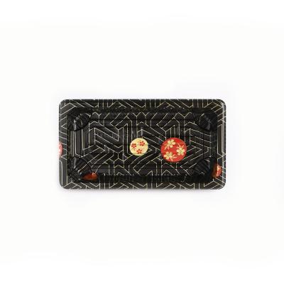 China Unisupply Disposable Plastic Sushi Tray 10-Cell with Clear Lid for Party Packaging for sale