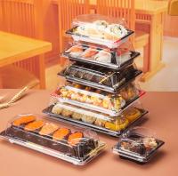 China Unisupply Rectangle Plastic Sushi Box 200ml Takeaway Tray PET PP for Restaurant for sale