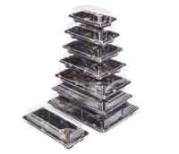 China Unisupply Rectangle Plastic Sushi Box 200ml Takeaway Tray PET PP for Restaurant for sale
