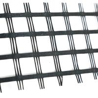 China 50-50 Kn/m Strength Fiberglass Geogrid Asphalt for sale