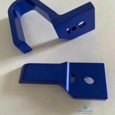 China Motorcycle Accessories Mirror Holder Bracket Die Cast CNC Machined Parts Aluminium Blue Anodized for sale