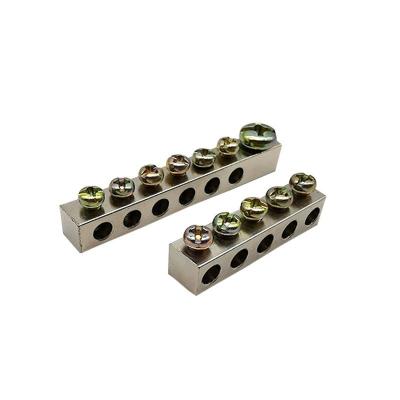 China Copper Neutral Busbar PCB Screw Terminal 100A 2-8 Pole Tin-Plated DIN Rail Mounted for sale
