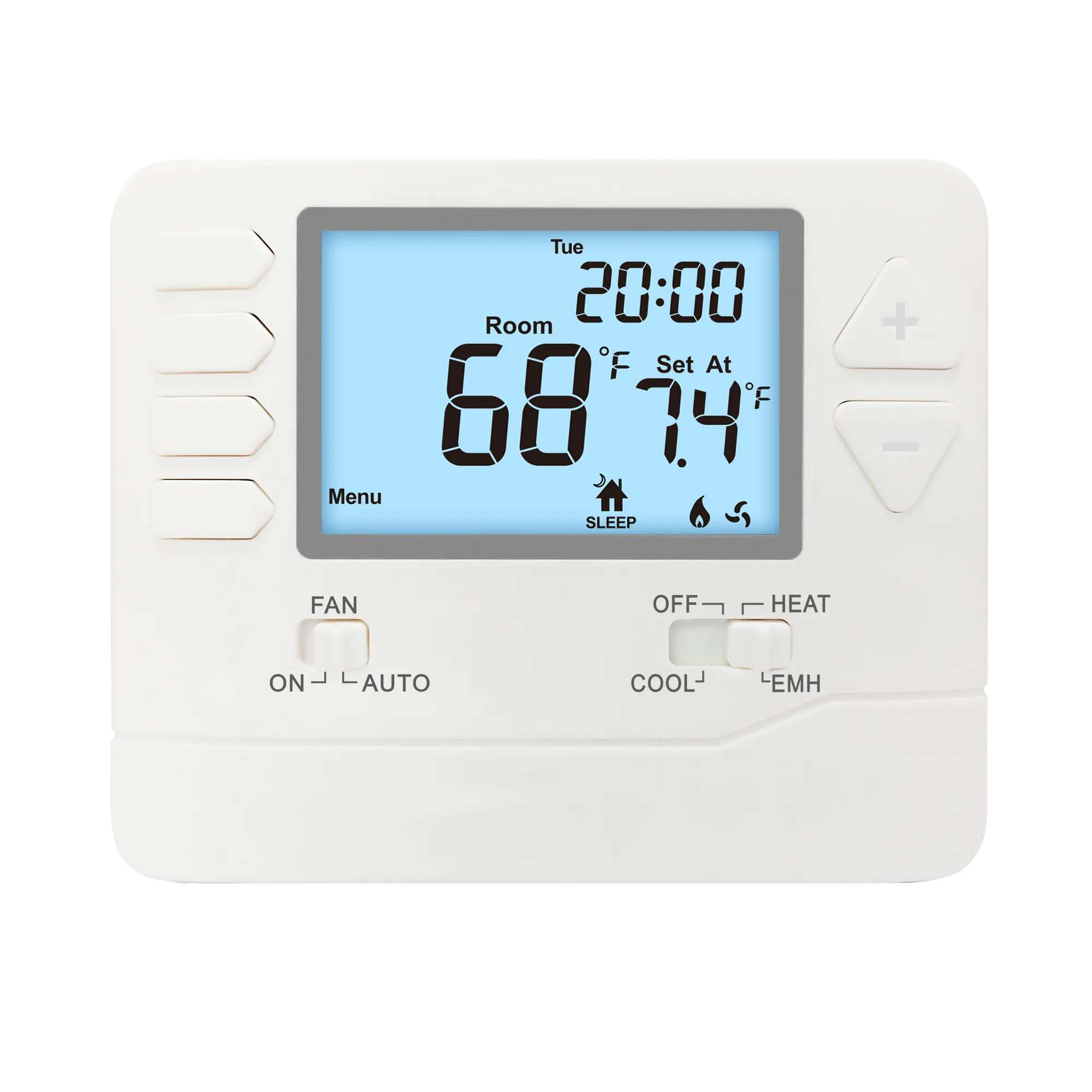 The Riseem 2 Heat 1 Cool Thermostat solves this by supporting two heating stages and one cooling stage, ensuring consistent comfort without overworking your system .