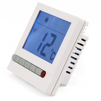 China OCTK305AC Central Air Conditioner Fan Coil Thermostat 230V AC with 0.5°C Temperature Control and Blue Backlight for sale