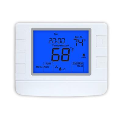 China ABS Material 7 Day Programmable Thermostat with Fan Operation Mode ON and Terminal Designations W for sale