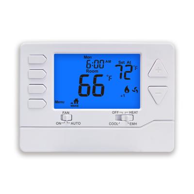 China Riseem 7 Day Wired 24V Easy  Adjustable Heat Pump Thermostat AUTO Fan Operation Mode for sale