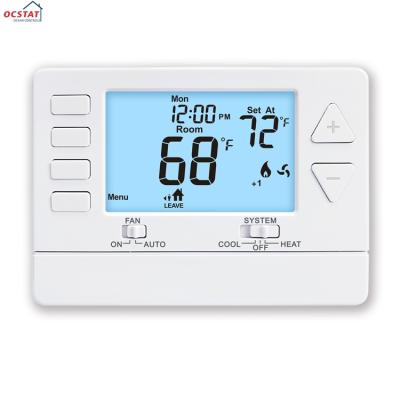 China 2*AA Alkaline Batteries Or 18-30 VAC NEC Class II Power Supply 7 Day Programmable Thermostat for HEAT System Operation Mode for sale