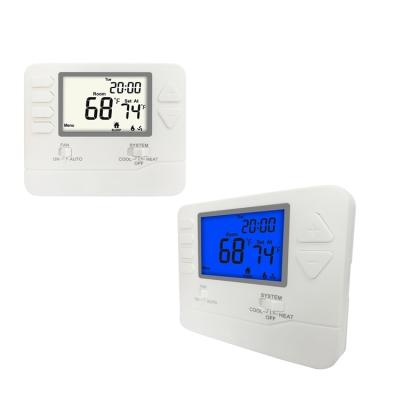 China Riseem 24V White Backlight Electronic Room Thermostat Featuring 1H 1C Heat Pump Without Auxiliary Or Emergency Heat Suitable For Climate Management for sale