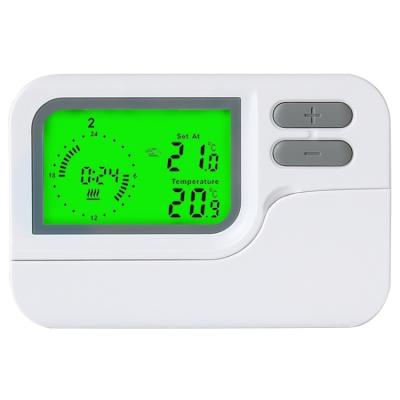 China Adjustable Temperature Range 5°C to 35°C Boiler Room 7 Day Thermostat White Color Featuring Standby Current Lighting Current Less Than 3mA for sale