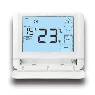 China Digital HVAC Programmable Thermostat Electronic Room 24V LCD Battery Thermostat Offering Backlight Color White Blue Green and Temperature Control Ranges 44°F to 90°F 7°C to 32°C for Climate Solutions for sale