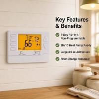 China Riseem 5.65 Sq.in. Display Size Hot Runner Heat Pump Thermostat Temperature Controller for Customizable Temperature Regulation in HVAC System for sale