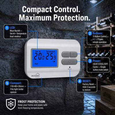 China 230V Non Programmable Boiler Heating Thermostat simple installation process reducing labor costs and downtime during HVAC system upgrades for sale