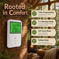 China 130 X 86 X 28 Mm Underfloor Heating Room 7 Day Programmable Thermostat for Underfloor Heating Systems Display Temperature Range 0°C 40°C in 0.1°C Increments for sale