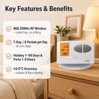 China OFF System Operation Mode Wireless Boiler RF Programmable Thermostat 130 X 80 X 35 Mm Compact Size Ideal for Commercial HVAC Control Solutions for sale
