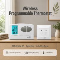 China Receiver 230VAC 50HZ Wireless RF programmbale Thermostat RF Boiler 7 Day Thermostat Programmable Wireless Thermostat for Energy Management for sale