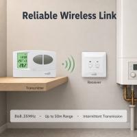 China HEAT Mode Wireless Room Boier 7 day Thermostat Compatible Boilers Featuring Receiver 230VAC 50HZ Ensuring Accurate Wireless Heating Control for sale