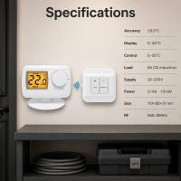 China Switchable Voltage 24-230V Control Room Featuring RF Radio Frequency 868MHZ Heating Thermostat Connectivity to Support Scalable and Control Networks for sale