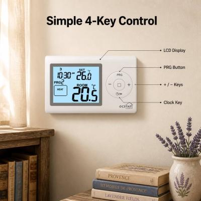China Standby Current Lighting Current Below 7mA Boiler Room 7 Day Thermostat Featuring Display Accuracy Plus Minus 05 Degrees Celsius and Programmability 5 2 Day 24 Hour for sale