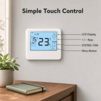 China 24V Wired Programmable Heat Pump Thermostat Providing 5 Minutes Compressor Delay Protection Engineered For HVAC Scheduling for sale