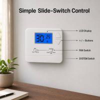 China Riseem ABS Housing Material Wired Room Thermostat with ±1C Accuracy and Manual/Automatic Control Mode for sale