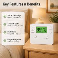 China Riseem 24 VAC Electronic Room 7 Day Thermostat for Temperature Control Ranges 44°F 90°F 7°C 32°C and Easy Installation for sale