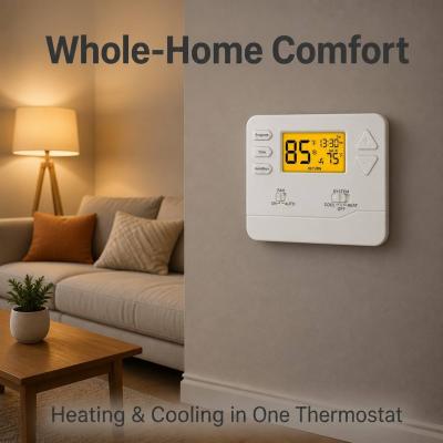 China Riseem Cooling Electronic Room Thermostat with Display Size 2.08 Sq.in. 1344mm2 and 2H/2C Stages H/C -Conventional for sale