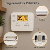 China Riseem Cooling Electronic Room Thermostat with Display Size 2.08 Sq.in. 1344mm2 and 2H/2C Stages H/C -Conventional for sale