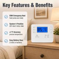 China Riseem Dependable Operation Air Source Heat Pump Thermostat with Internal NTC Sensor in HEAT Mode for sale