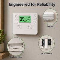 China Riseem 1 Amp Per Terminal Load Rating Heat Pump Thermostat for System Operation in Conventional Or Heat Pump Applications for sale