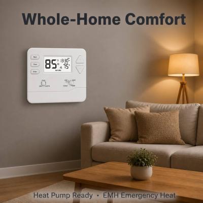 China Riseem ±1°C Accuracy Heat Pump 7 Day Thermostat for Wall or Junction Box Mounting Means and Conventional or Heat Pump Applications for sale