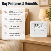 China Riseem ±1°C Accuracy Heat Pump 7 Day Thermostat for Wall or Junction Box Mounting Means and Conventional or Heat Pump Applications for sale