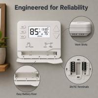 China Riseem ±1°C Accuracy Heat Pump 7 Day Thermostat for Wall or Junction Box Mounting Means and Conventional or Heat Pump Applications for sale