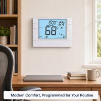 China Coiiwsei Hotel and House Indoor Efficiency Electronic Room Thermostat with Lcd Display in White/Blue for sale