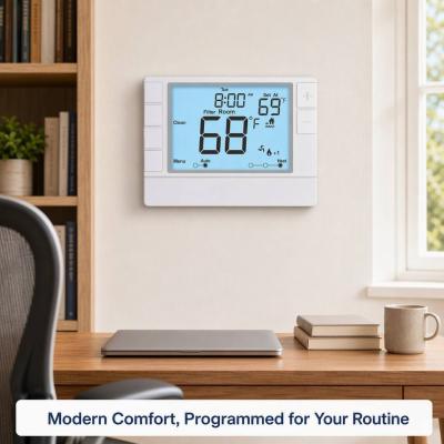 China Coiiwsei Hotel and House Indoor Efficiency Electronic Room Thermostat with Lcd Display in White/Blue for sale