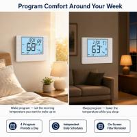 China Coiiwsei Hotel and House Indoor Efficiency Electronic Room Thermostat with Lcd Display in White/Blue for sale