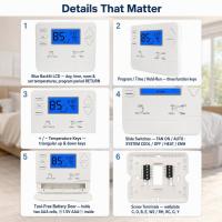 China Miuputake STN625 Heat Pump Thermostat 7 Day Programmable and 2 Heat 1 Cool for sale