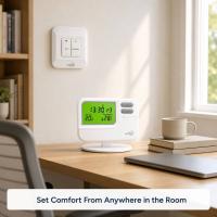 China Battery-operated 868MHZ Wireless Room Thermostat 7 Day Wireless Thermostat Including 230VAC 50HZ Receiver Designed for Climate Automation for sale