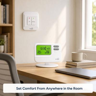 China Battery-operated 868MHZ Wireless Room Thermostat 7 Day Wireless Thermostat Including 230VAC 50HZ Receiver Designed for Climate Automation for sale