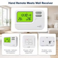 China Battery-operated 868MHZ Wireless Room Thermostat 7 Day Wireless Thermostat Including 230VAC 50HZ Receiver Designed for Climate Automation for sale