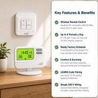 China Battery-operated 868MHZ Wireless Room Thermostat 7 Day Wireless Thermostat Including 230VAC 50HZ Receiver Designed for Climate Automation for sale