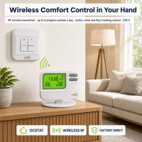 China Battery-operated 868MHZ Wireless Room Thermostat 7 Day Wireless Thermostat Including 230VAC 50HZ Receiver Designed for Climate Automation for sale