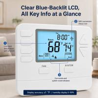 China Riseem Air Conditioner Smart WIFI Digital Programmable Alexa Home Thermostat HVAC STN705W 24V White ABS for sale
