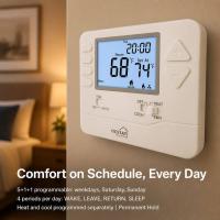 China Riseem Weekly Programmable 0.5°C Accuracy HVAC System Heat Pump Thermostat 24V for sale